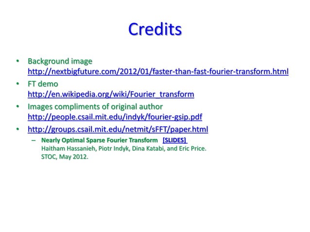 Sparse Fourier Transform Ppt