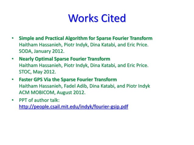Sparse Fourier Transform Ppt