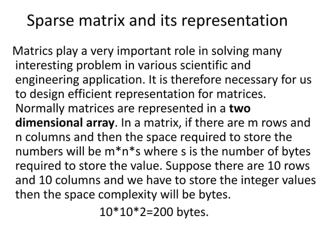 Sparse Matrix And Its Representation Data Structure Pptx Physics Science