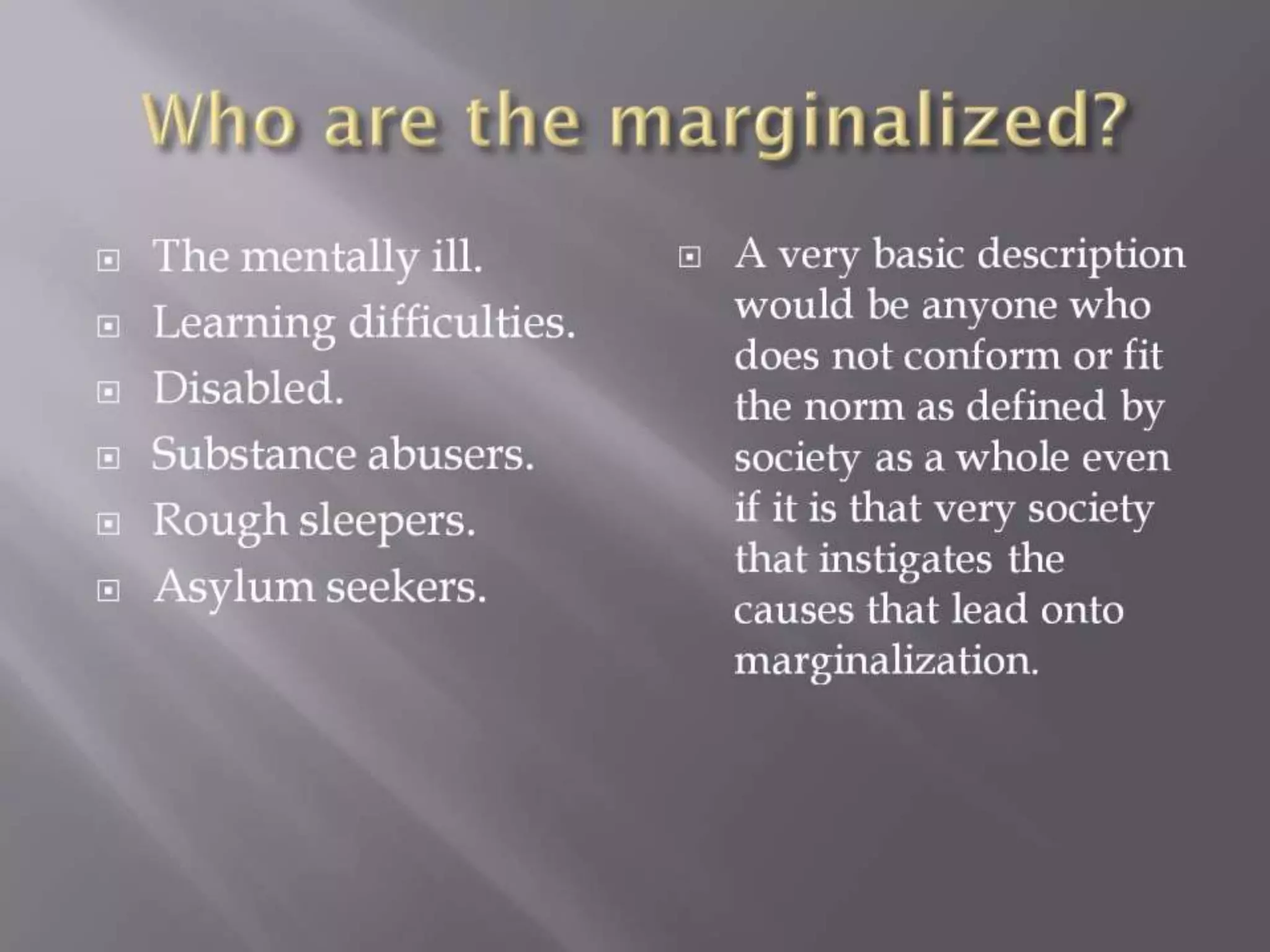 Spartacus training, brief outline of marginalization | PPTX