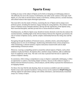 Sparta Essay | PDF