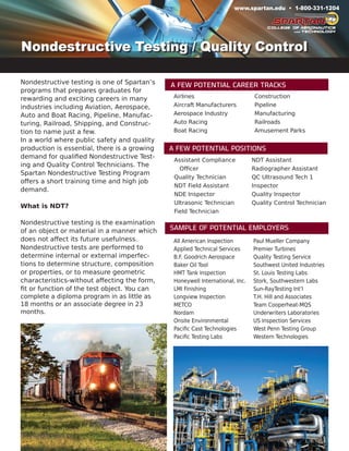 Spartan College of Aeronautics and Technology- Nondestructive Testing ...