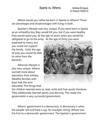 Sparta v.s athens essay | DOCX