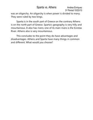 Sparta v.s athens essay | PDF