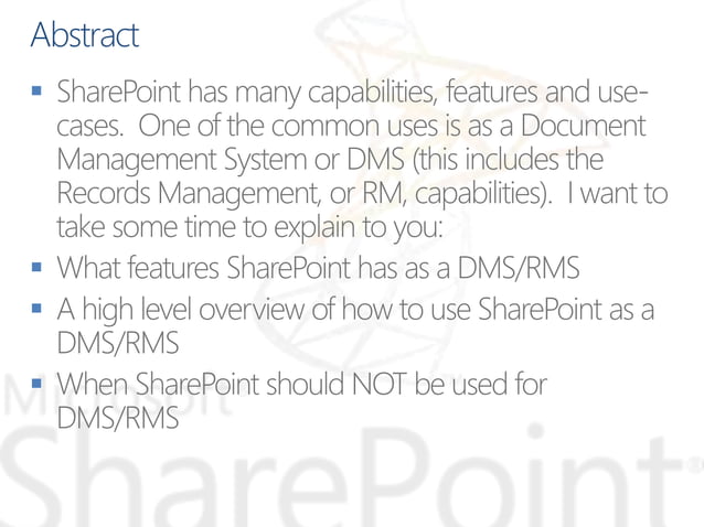 SharePoint as a Document Management System (DMS) | PPTX