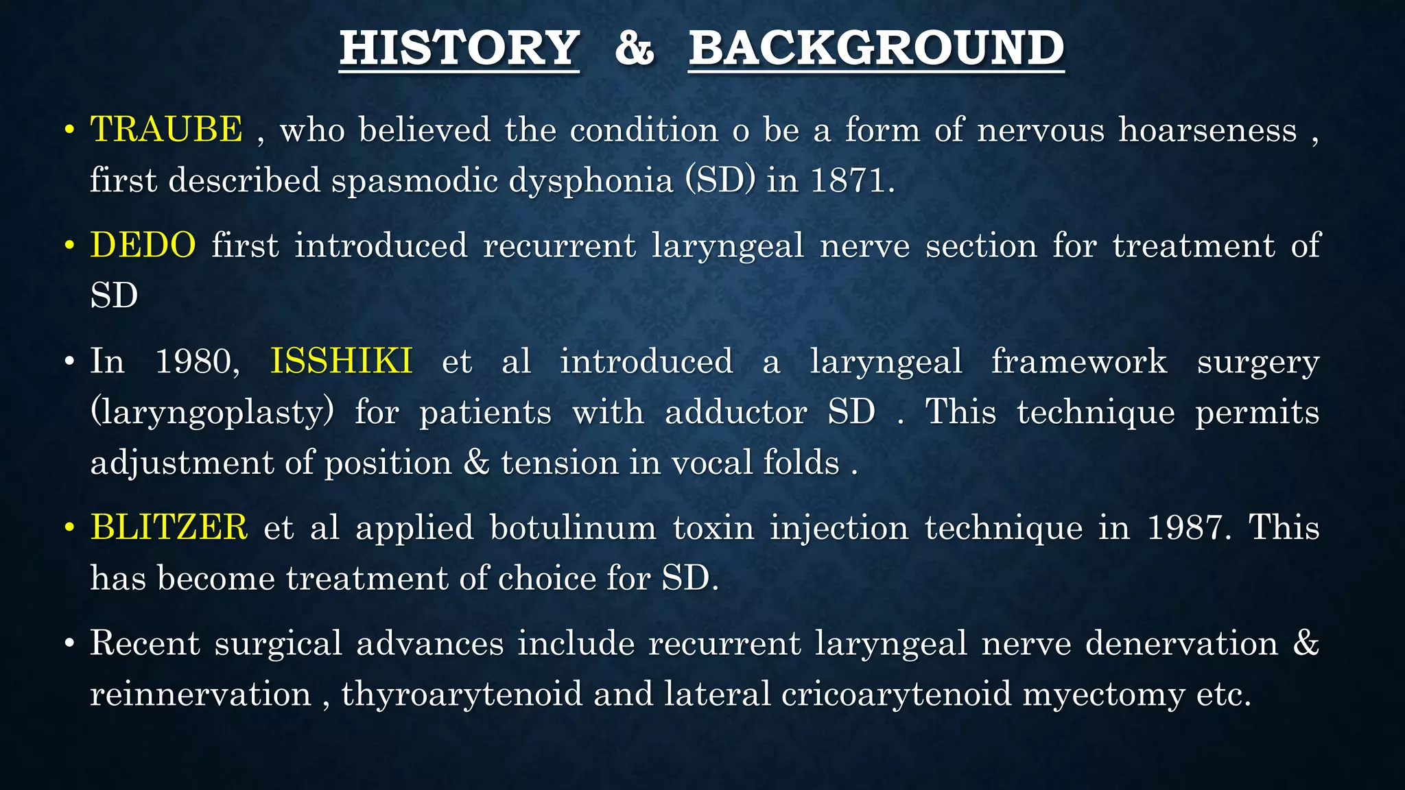 Spasmodic dysphonia | PPTX