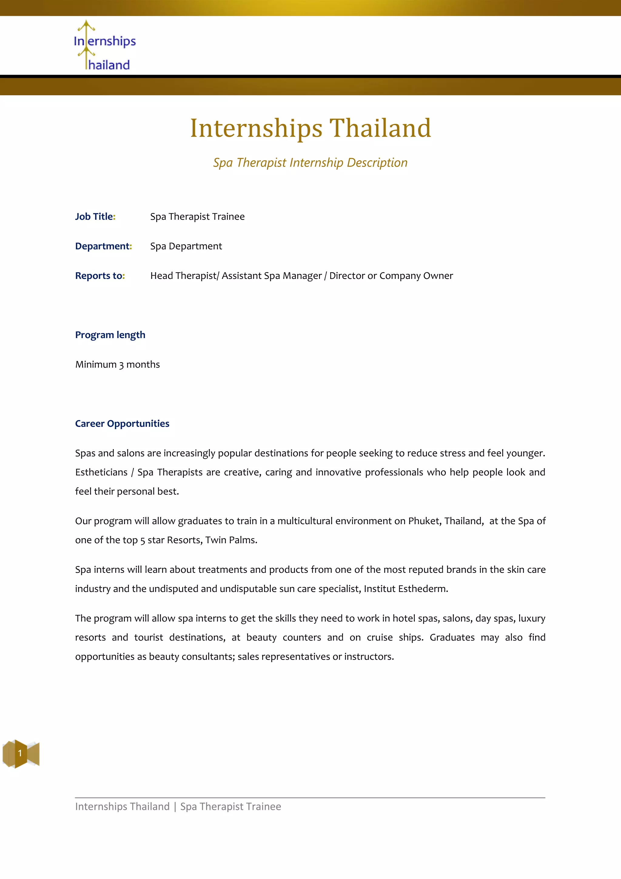 Spa therapist trainee | PDF