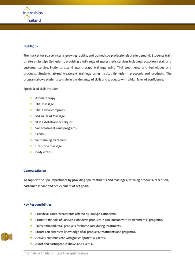 Spa therapist trainee | PDF
