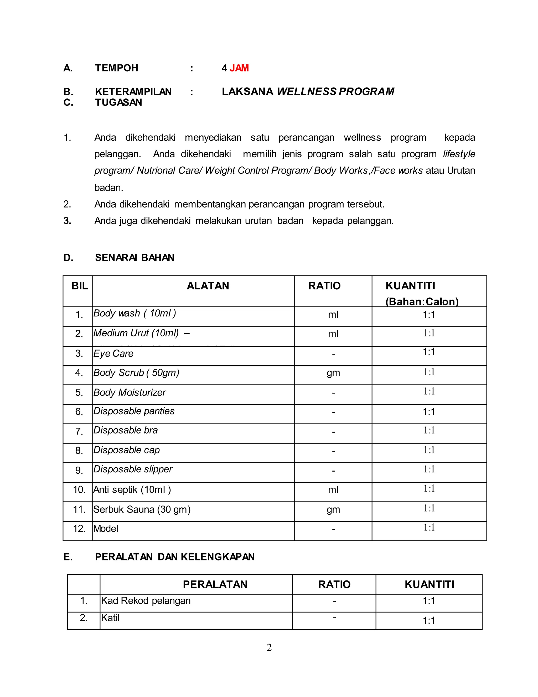 Spa therapy soalan amali set 1 | DOCX