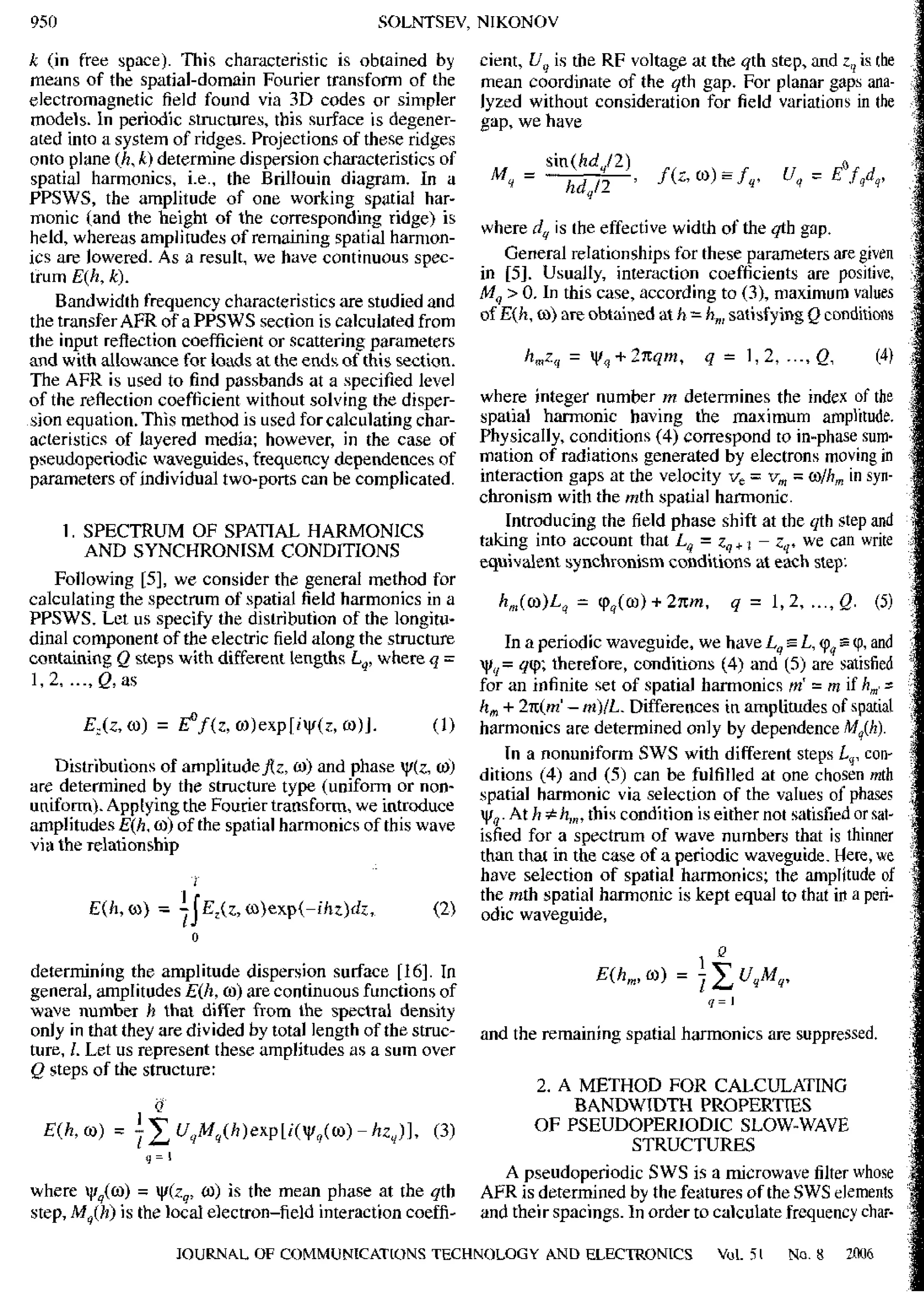 Spatial and frequency selection of waves in pseudoperiodic slow wave structures | PDF | Physics ...