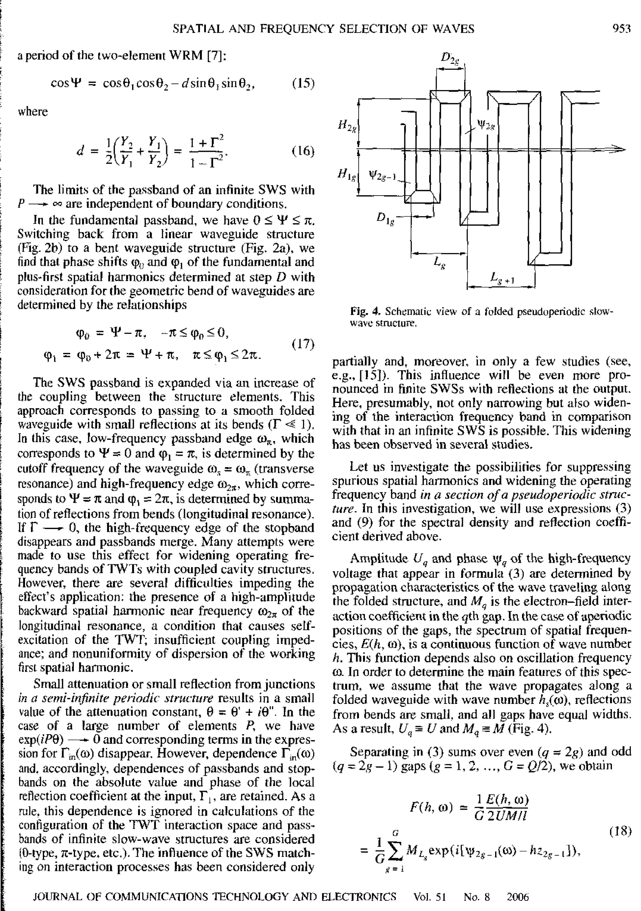 Spatial And Frequency Selection Of Waves In Pseudoperiodic Slow Wave