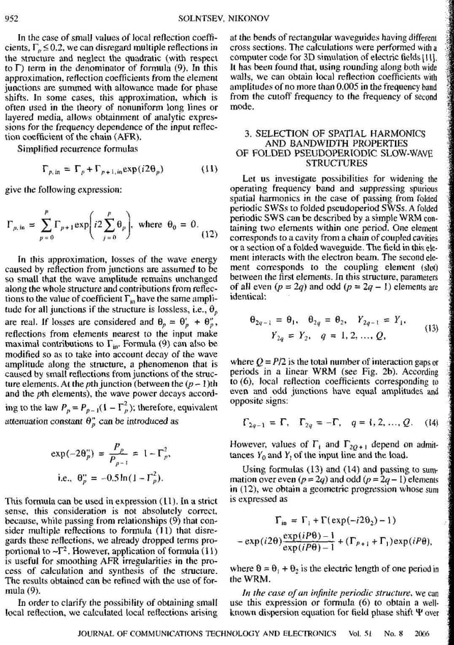 Spatial and frequency selection of waves in pseudoperiodic slow wave structures | PDF | Physics ...