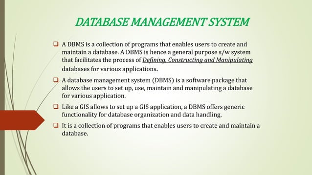 Spatial Database and Database Management System