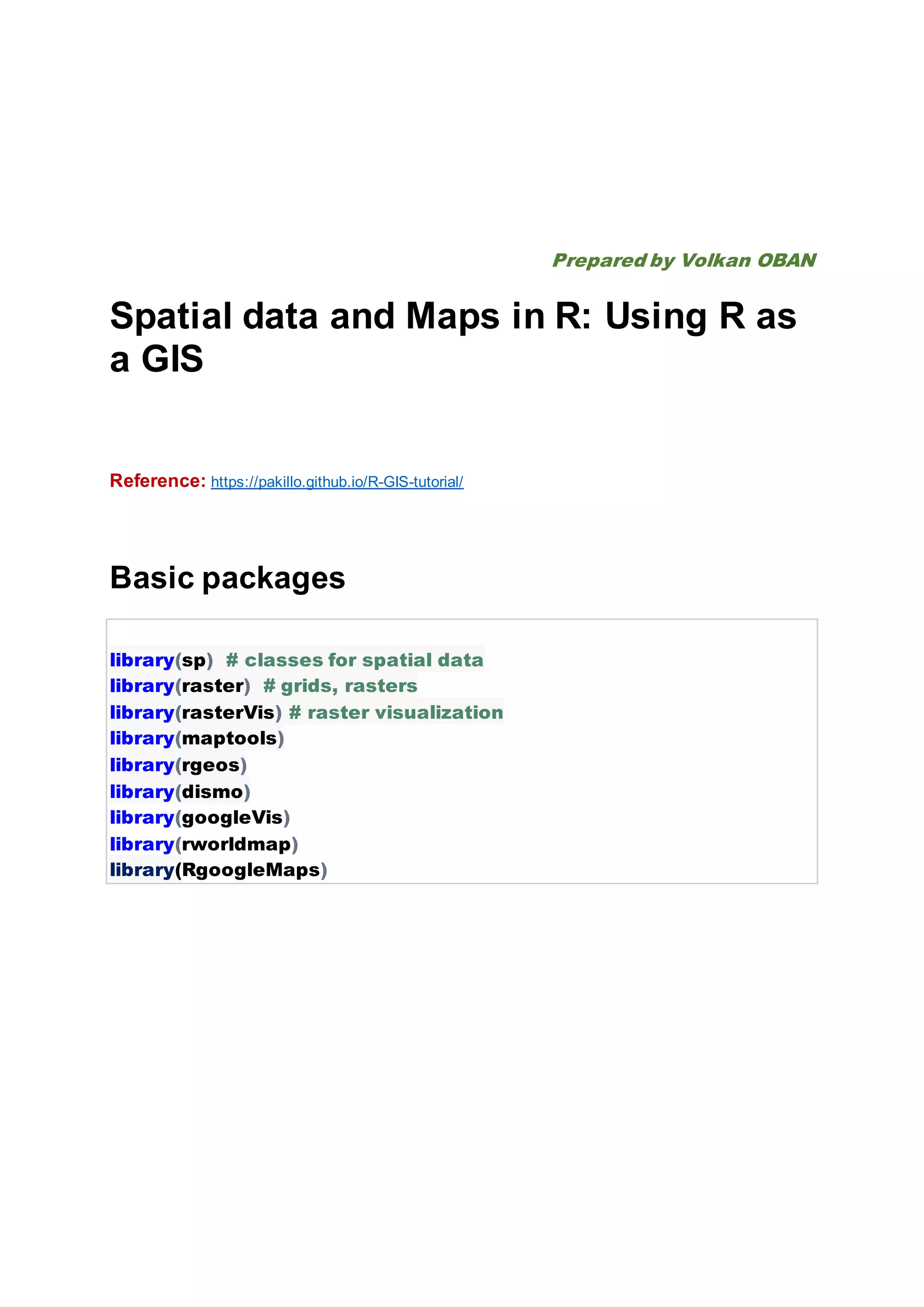 R Data Visualization Spatial Data And Maps In R Using R As A Gis Pdf 3549