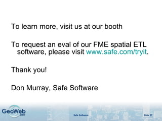 Spatial ETL For Web Services-Based Data Sharing | PPT