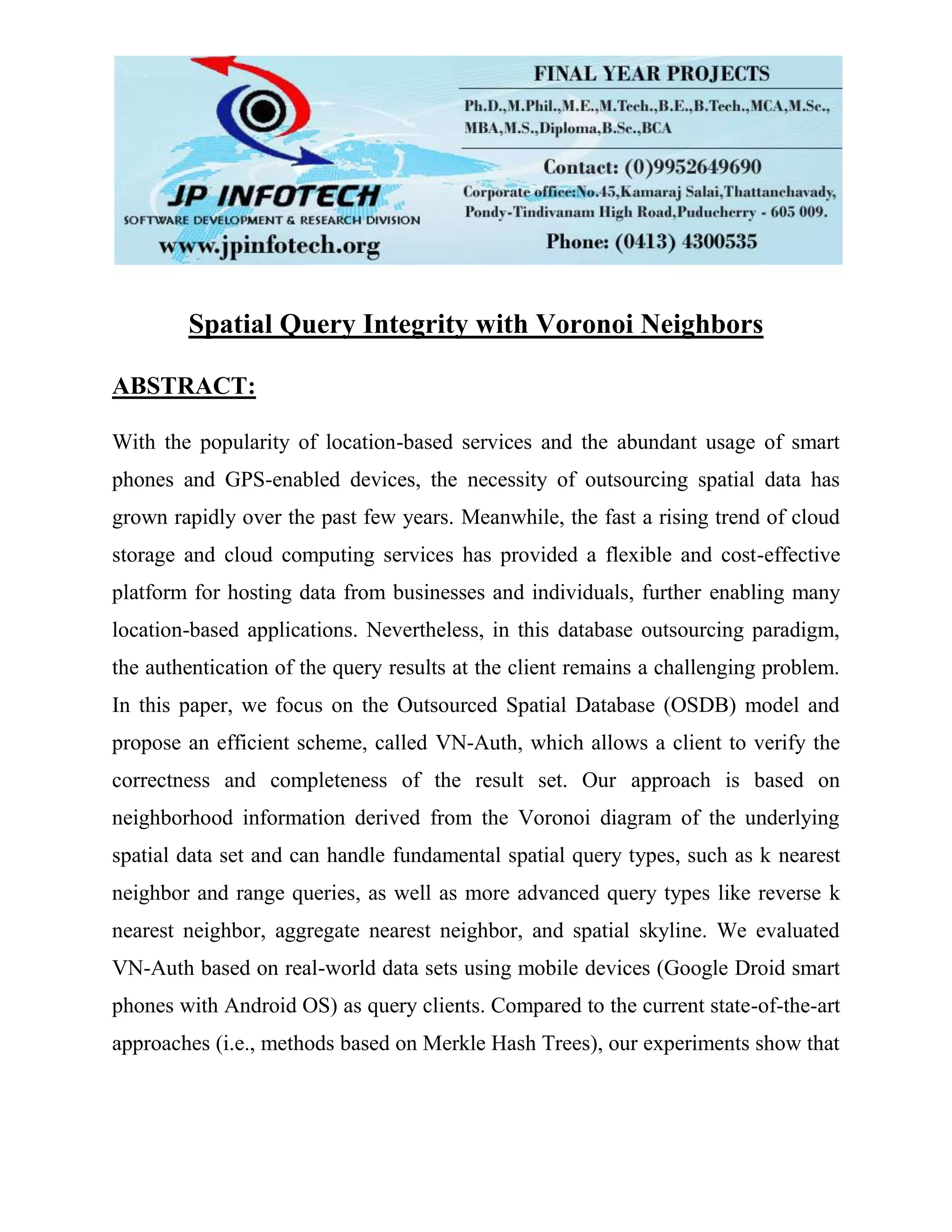 Spatial query integrity with voronoi neighbors | DOCX