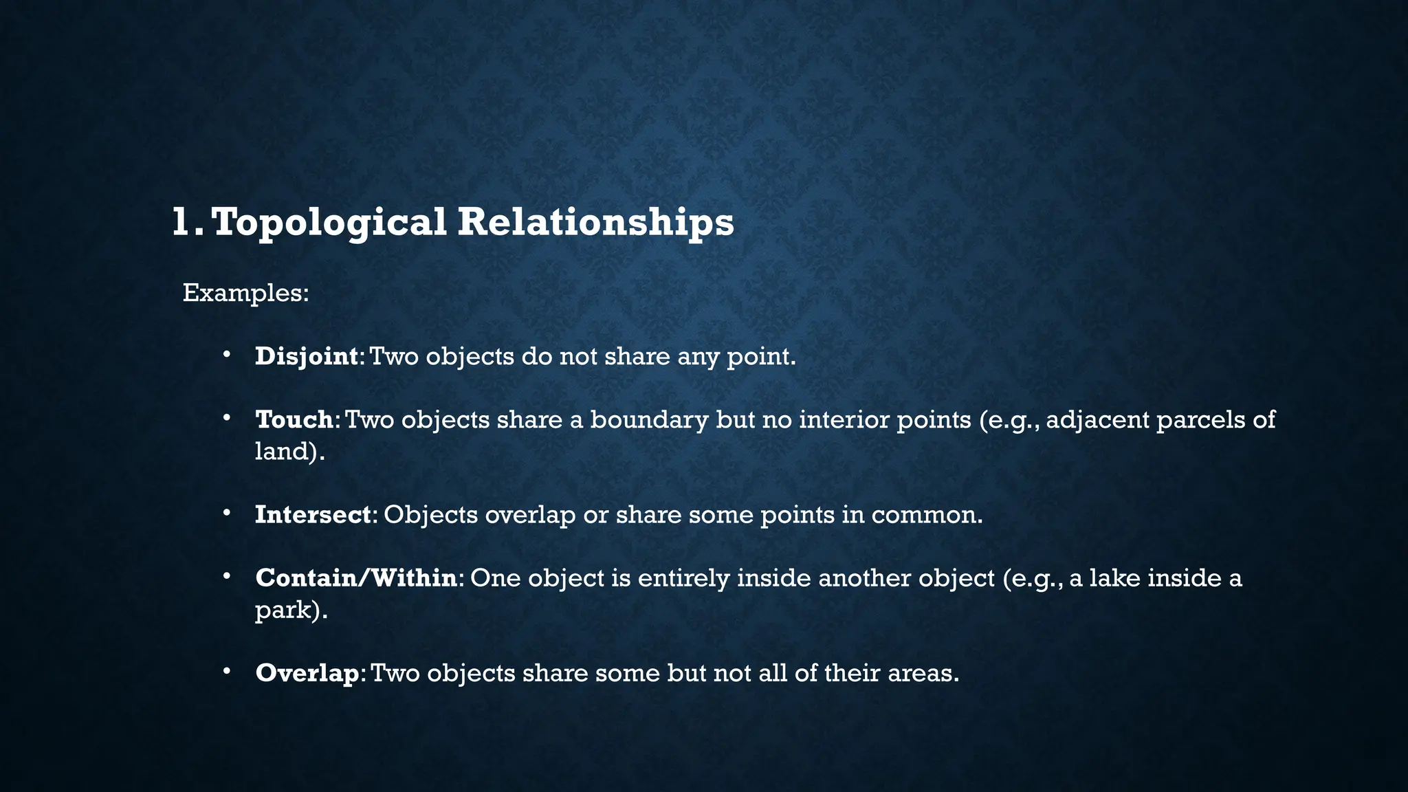 Spatial relationship in Database management system | PPTX