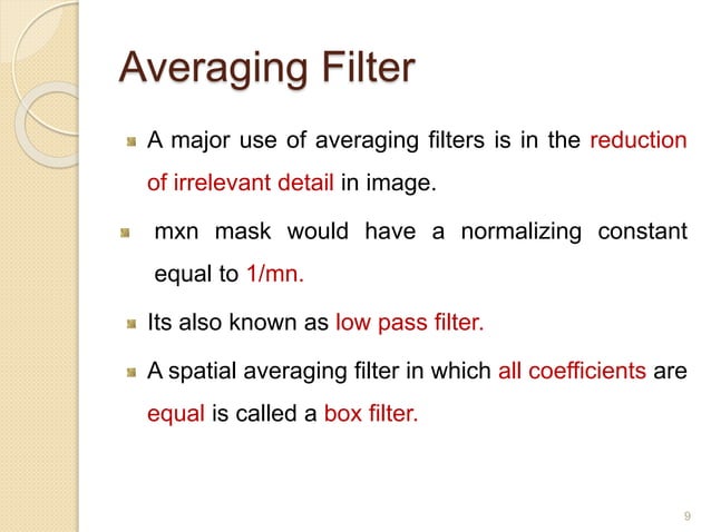 Smoothing Filters in Spatial Domain | PPTX