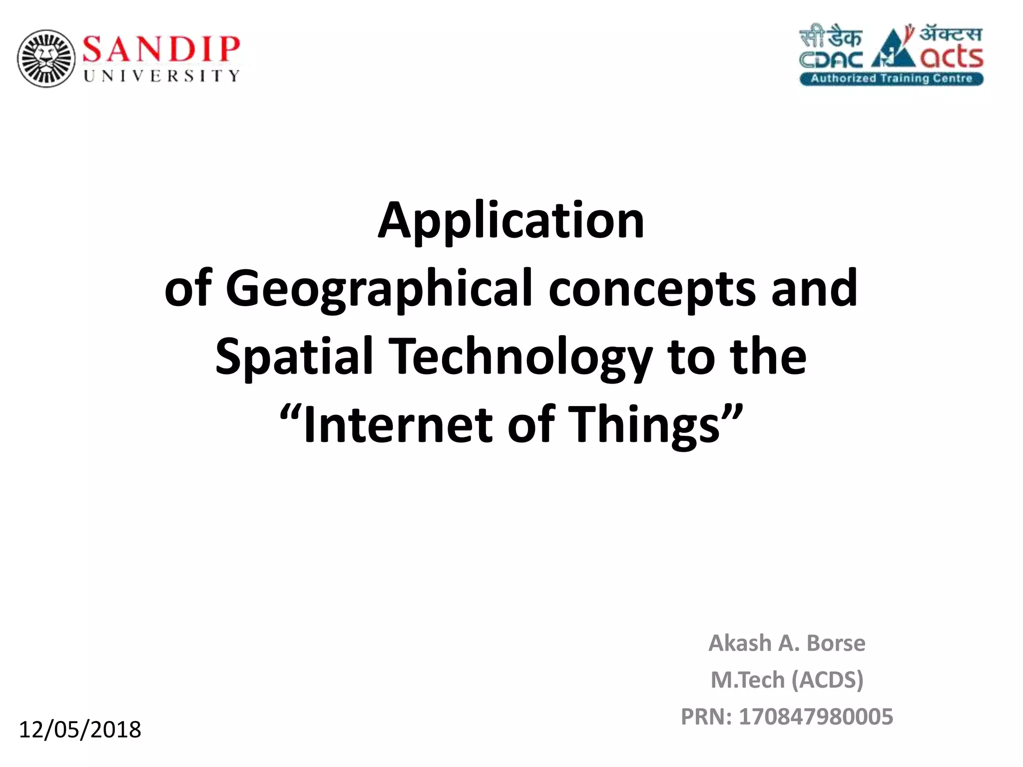 Application of Geographical concepts and Spatial Technology to the ...
