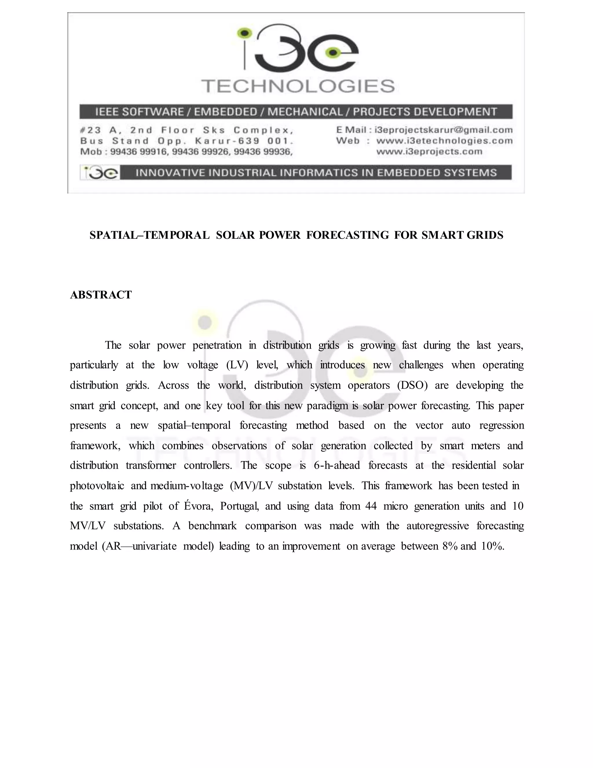 Spatial Temporal Solar Power Forecasting For Smart Grids Pdf