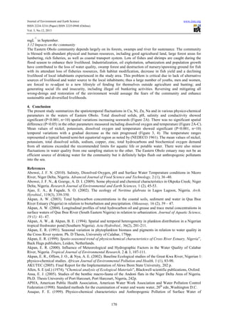 Spatial variation in physico chemical parameters of eastern obolo ...
