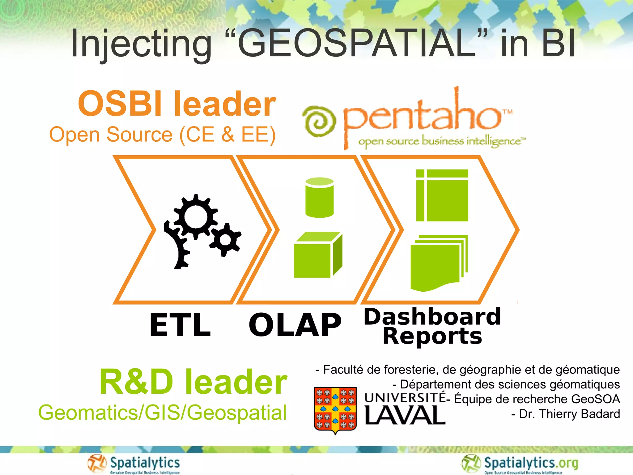 Spatially Enabled Open Source Bi Geobi With Geokettle Geomondrian And Solaplayers Ppt