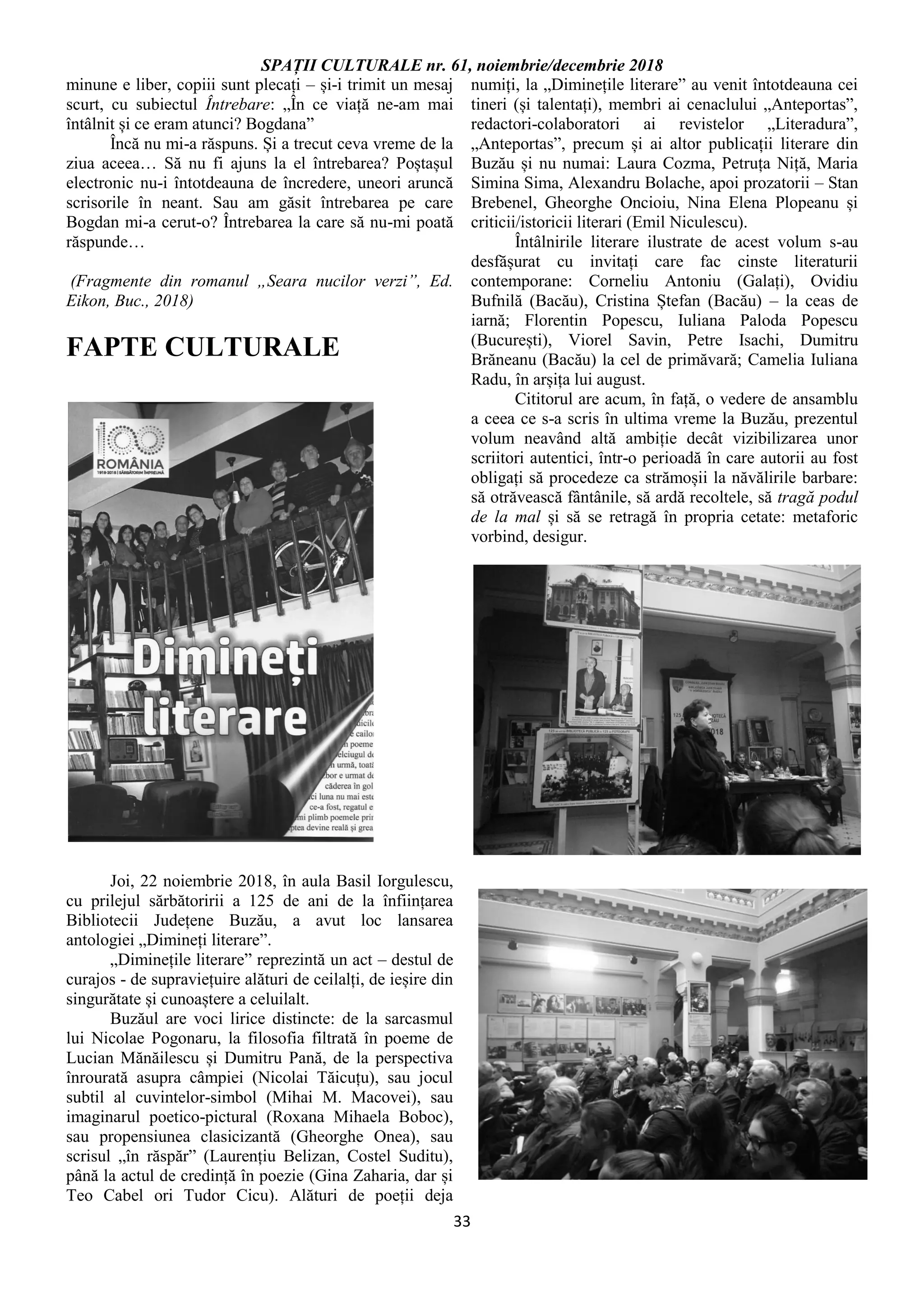 Spatii culturale nr 61/ 2018 | PDF