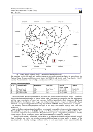 Spatiotemporal analyses of land use and land cover changes in suleja ...