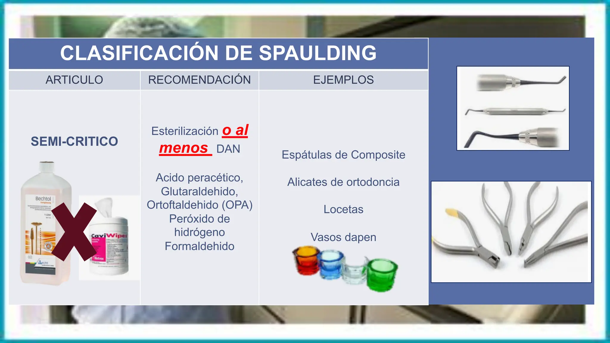 Clasificación Spaulding de instrumental odontológico | PDF | Dental ...
