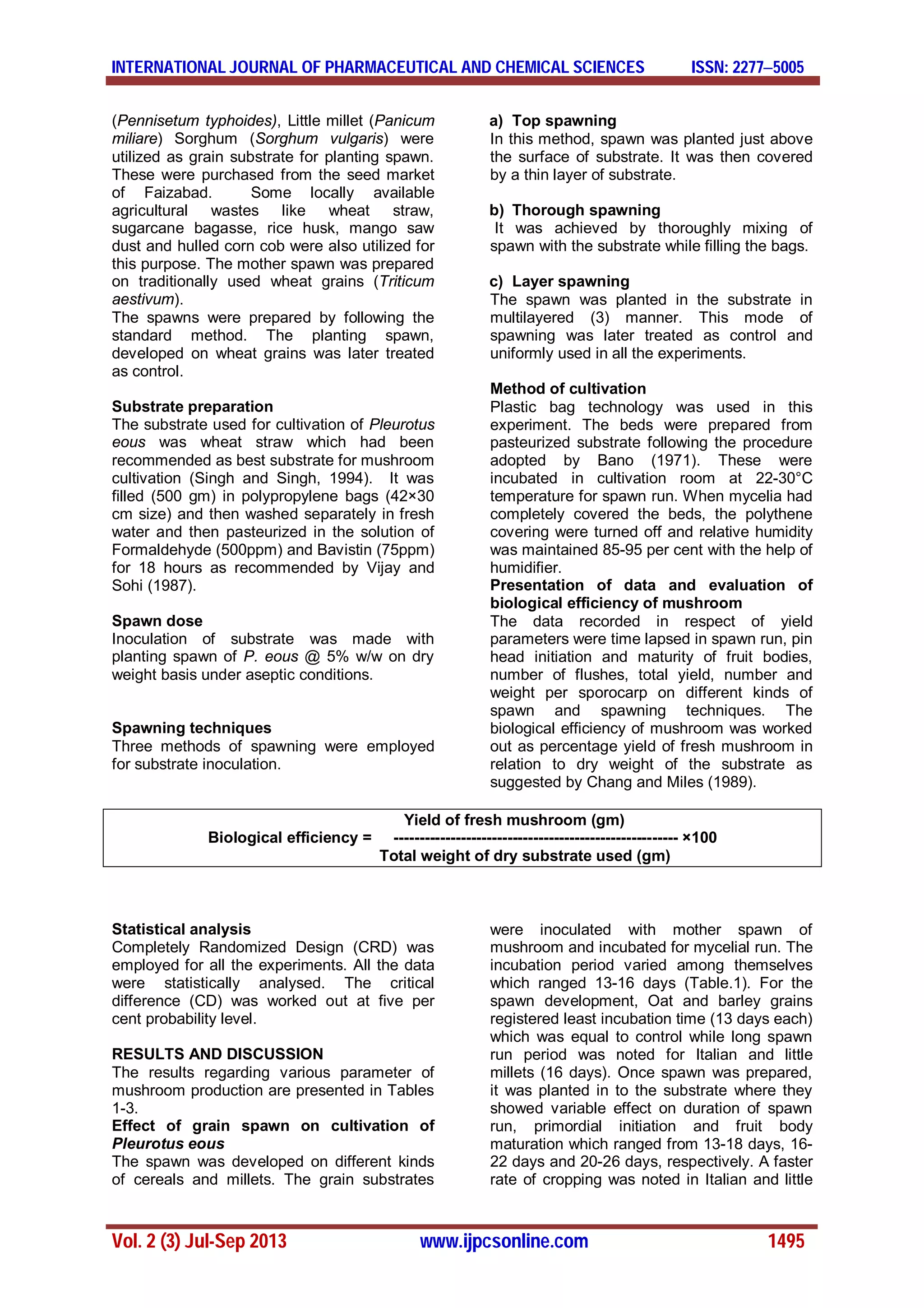 Spawn and spawning strategies for the cultivation of | PDF