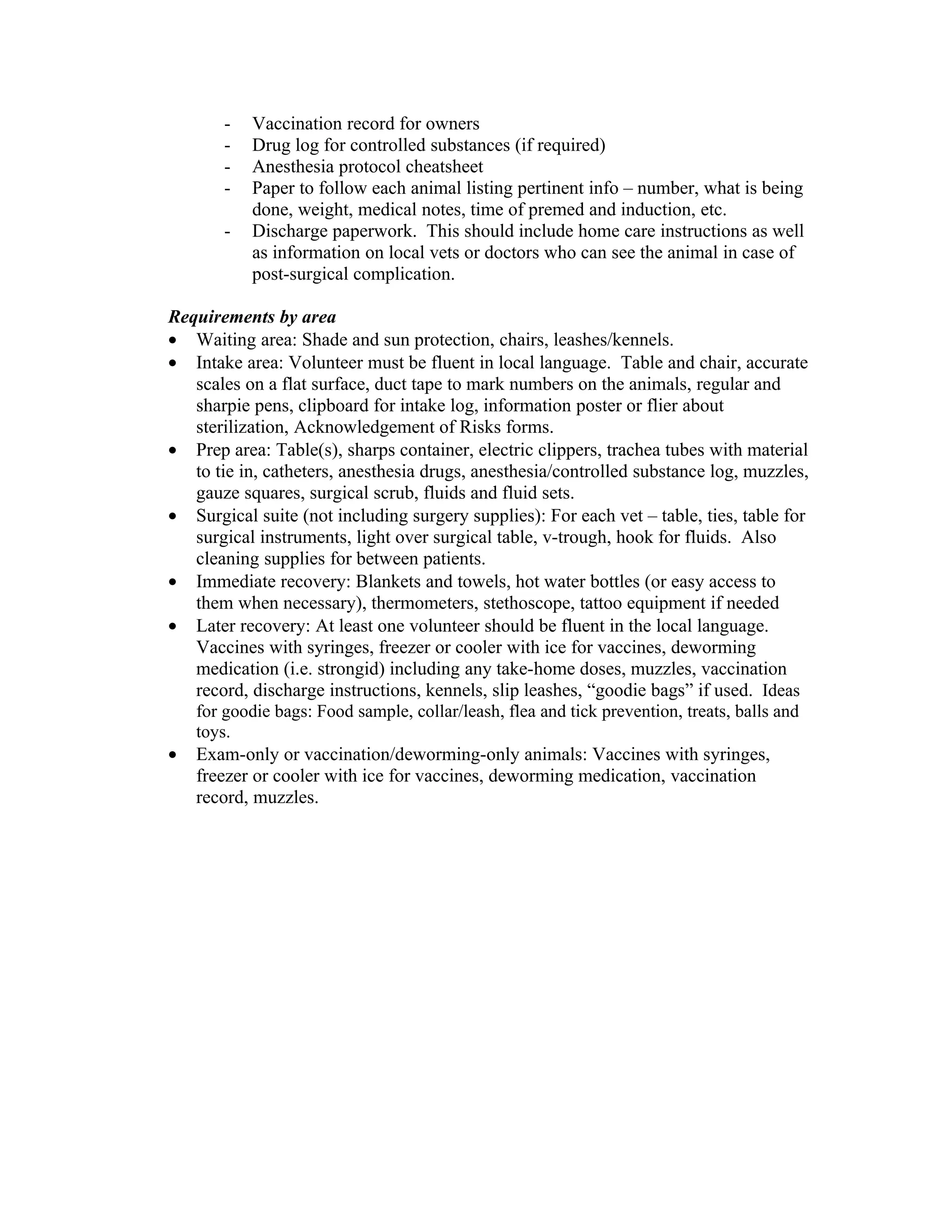 Spay Neuter Clinic Guidelines | DOC