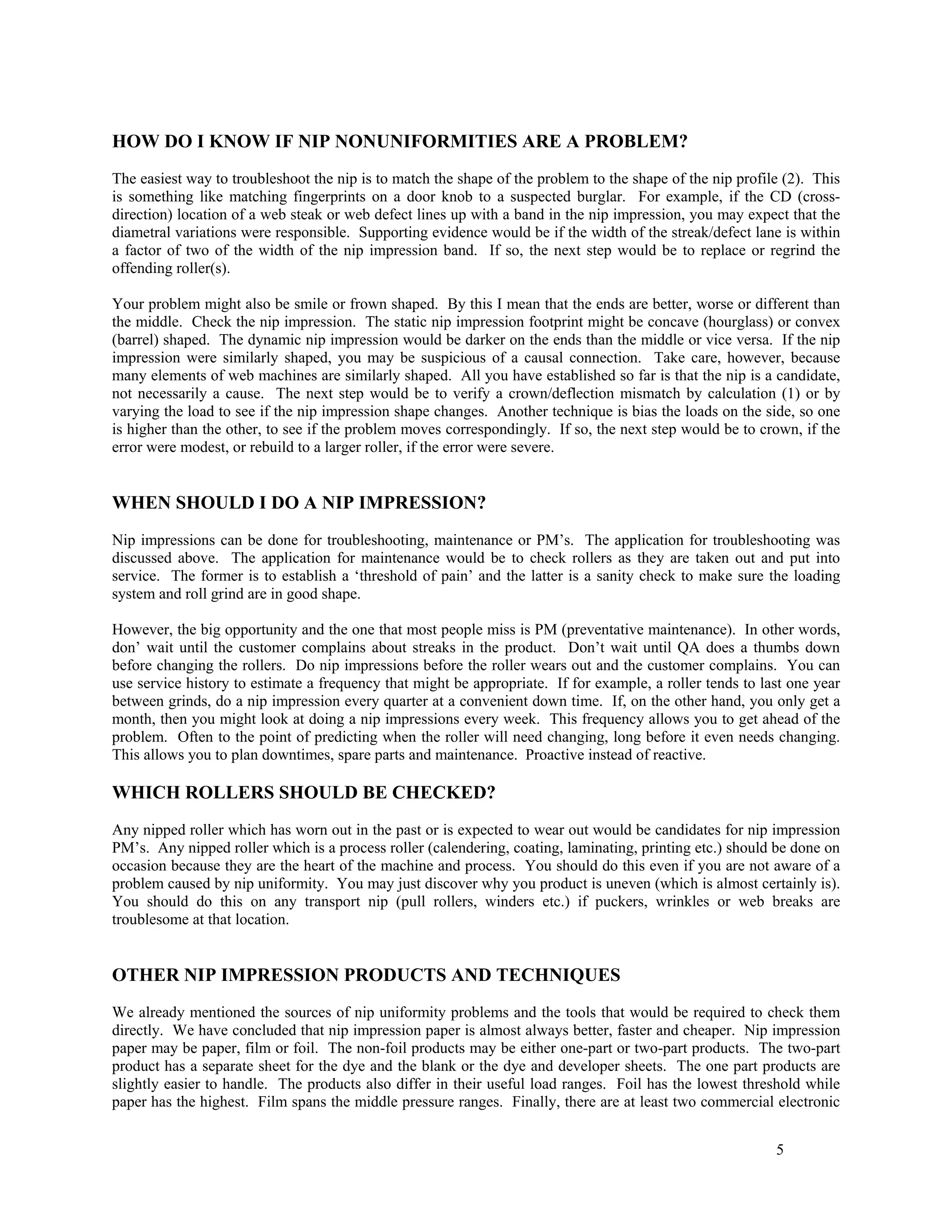 Best Practices for Nip Impressions | PDF