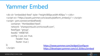 SPBiz - Yammer integration options in SharePoint | PPT