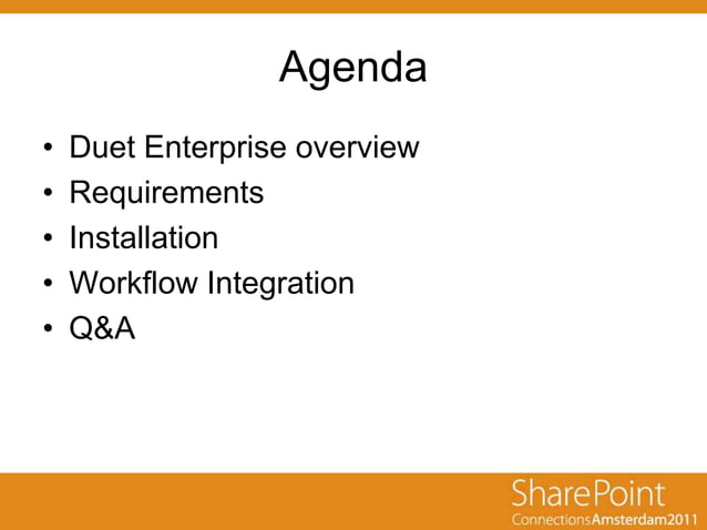 Duet Enterprise: Bring SAP data and workflow to SharePoint | PPT
