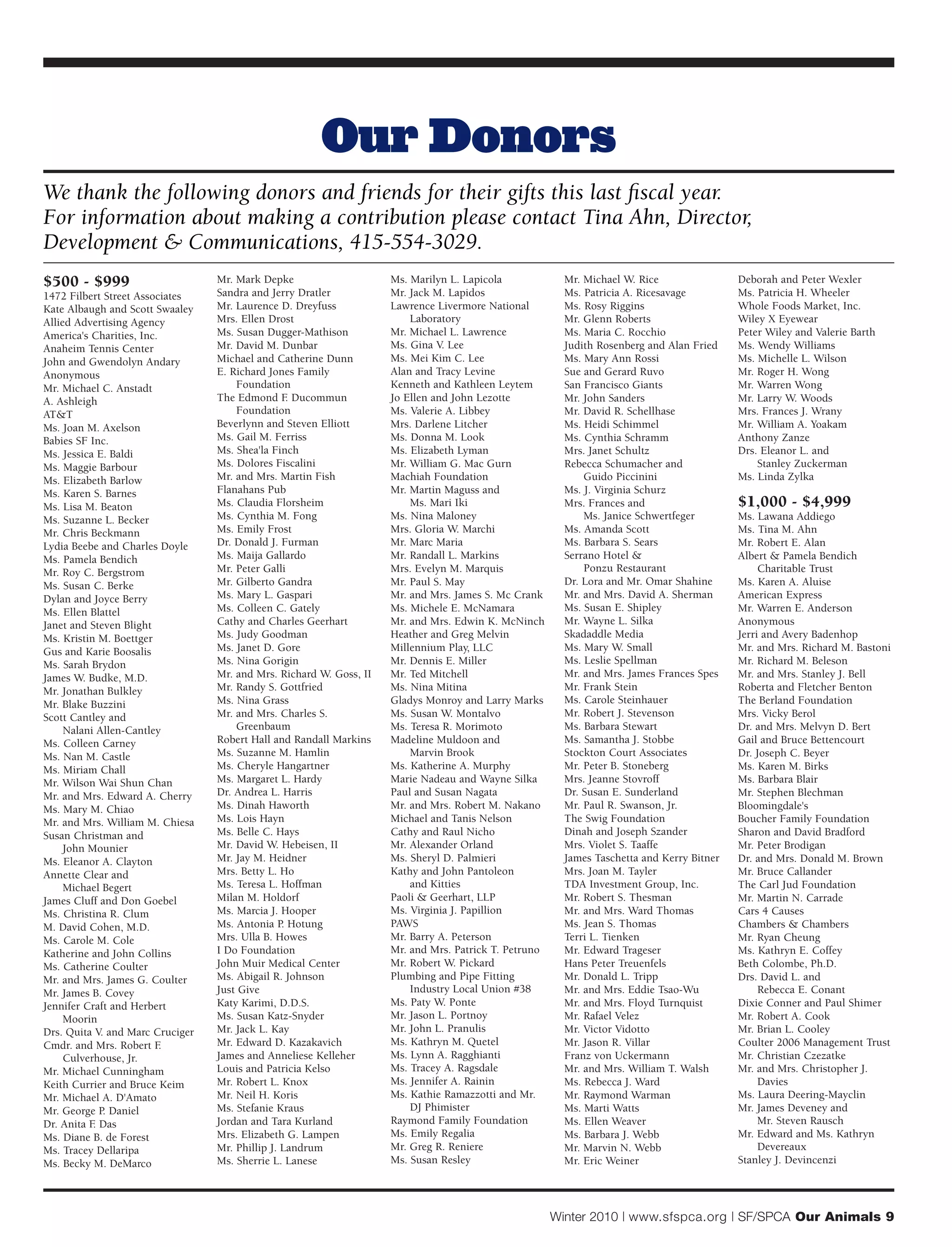 SPCA Donors | PDF