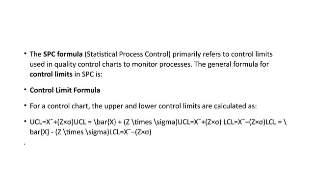 This contains the list of all the formula used in SPC | PPTX