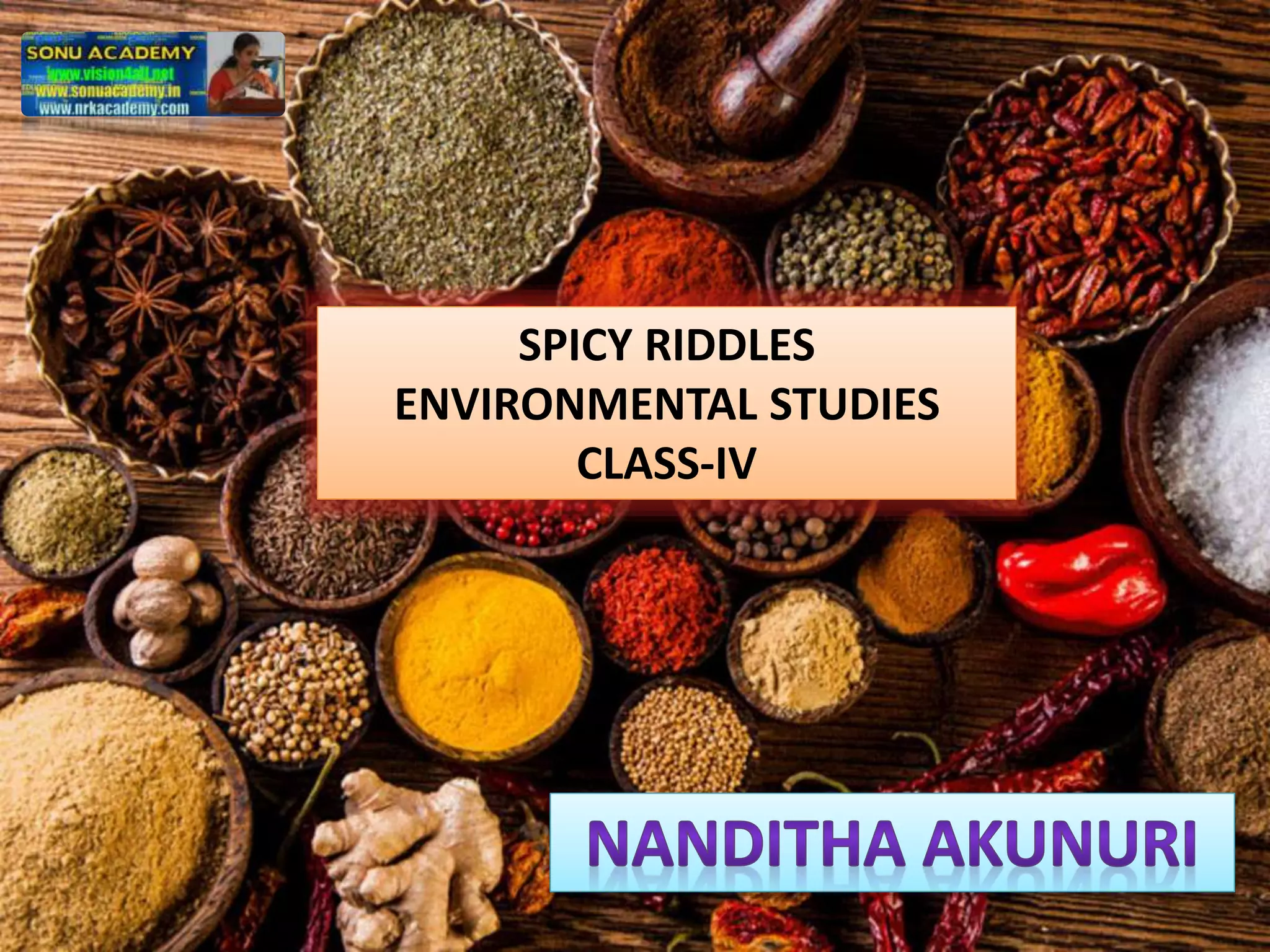 SPICY RIDDLES ENVIRONMENTAL STUDIES CLASS-IV | PPTX