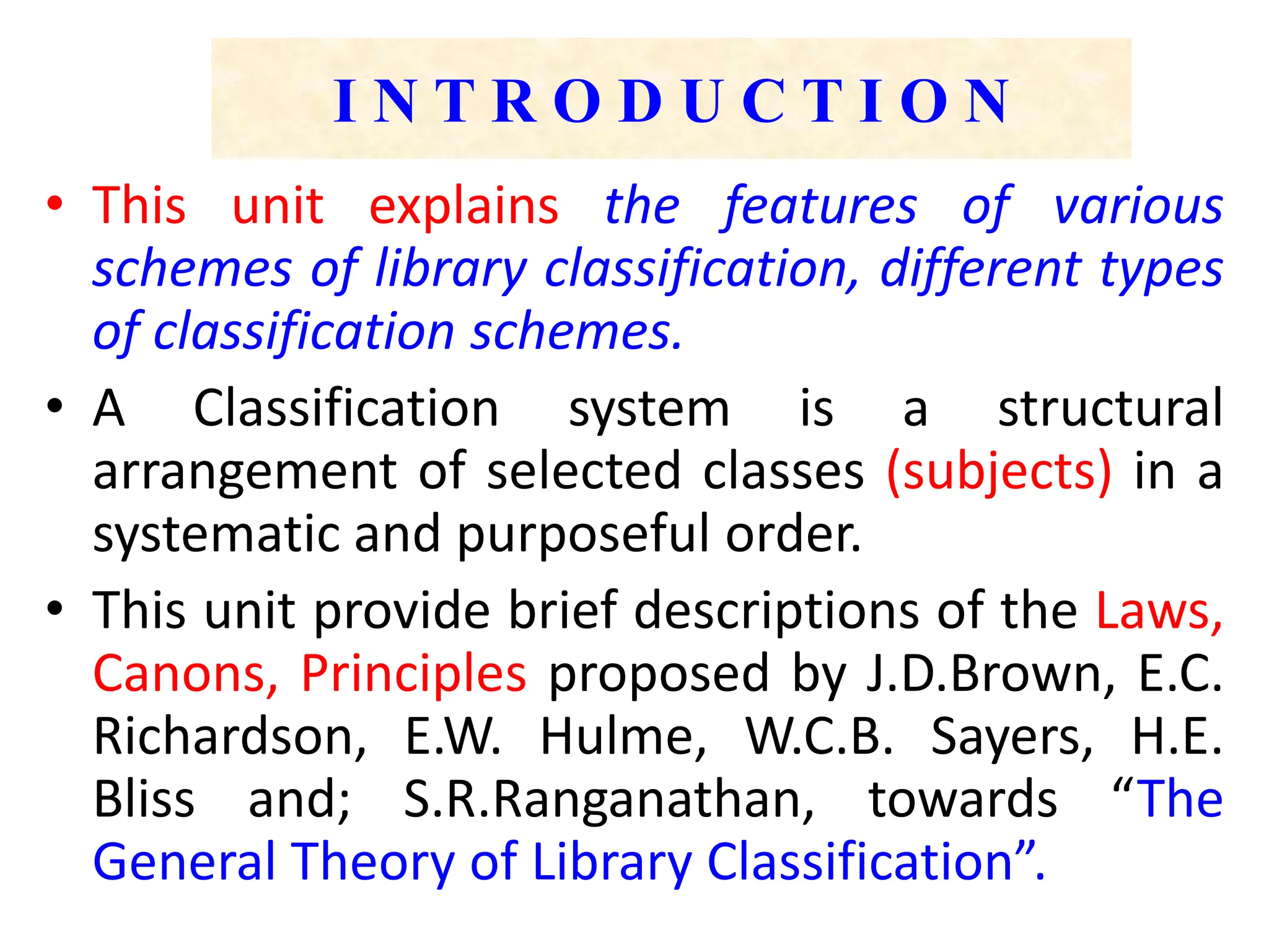Spcies of Lib Classification Schemes.ppt | Science