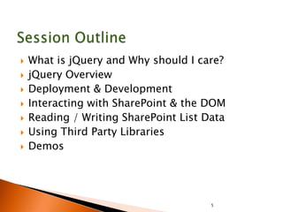 SharePoint Cincy 2012 - jQuery essentials | PPT