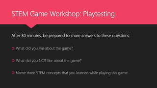 Learning Through Play: STEM Games in the Classroom | PPTX