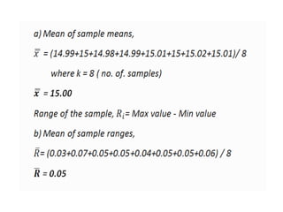 Statistical process control technique with example - xbar chart and R chart | PPTX