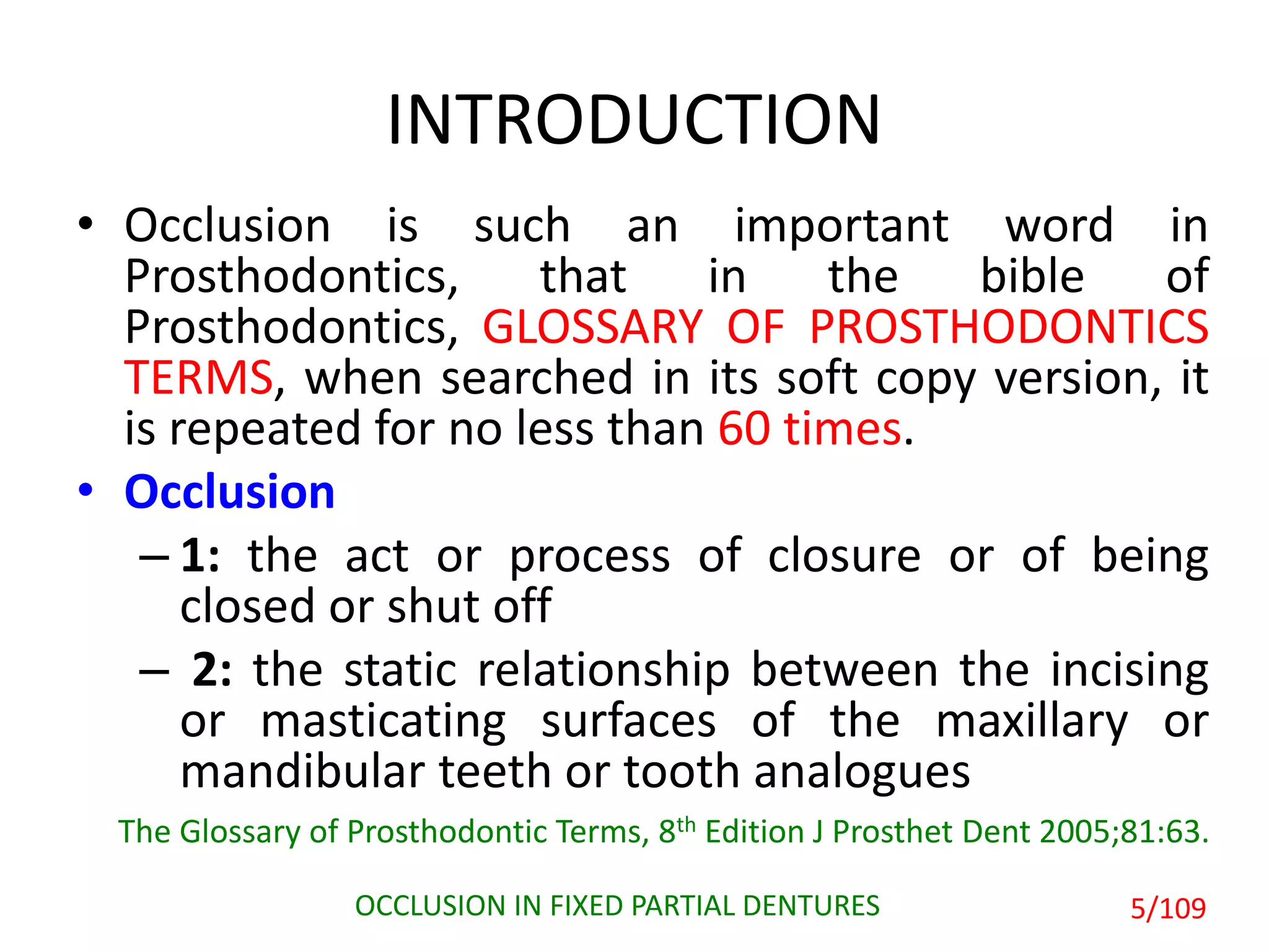 Occlusion In Fixed Partial Denture | PPTX