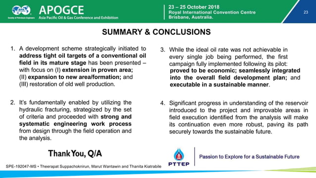 SPE 192047 technical presentation - 2018 SPE Conference (Brisbane, AU ...