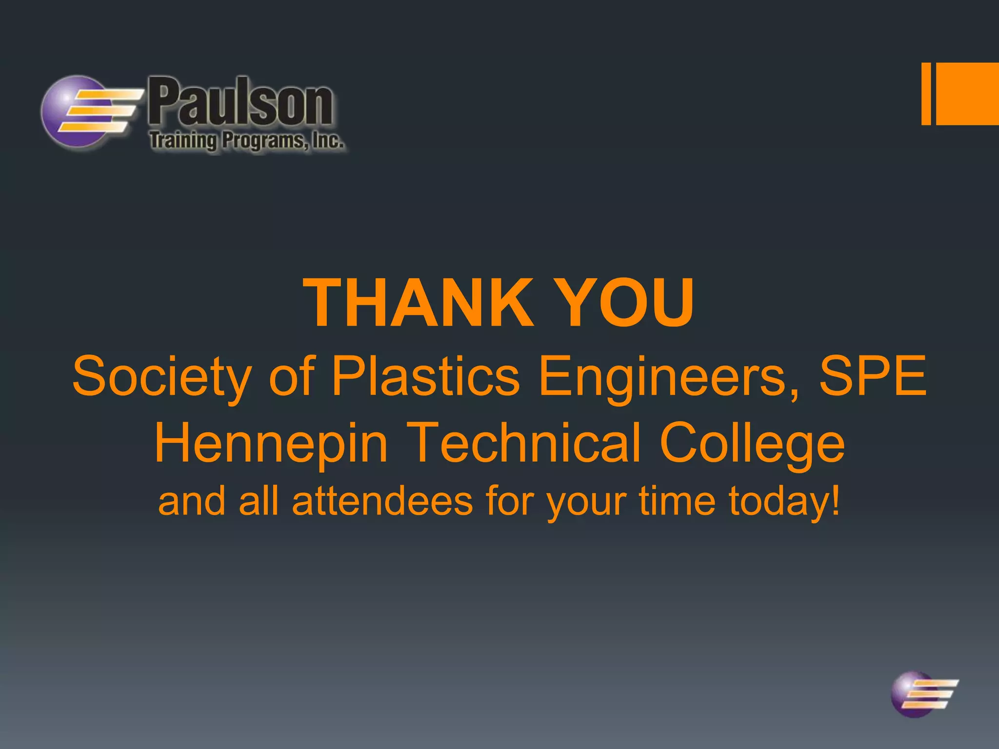 SPE Injection Molding Training Presentation | PPTX