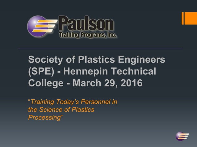 SPE Injection Molding Training Presentation | PPTX