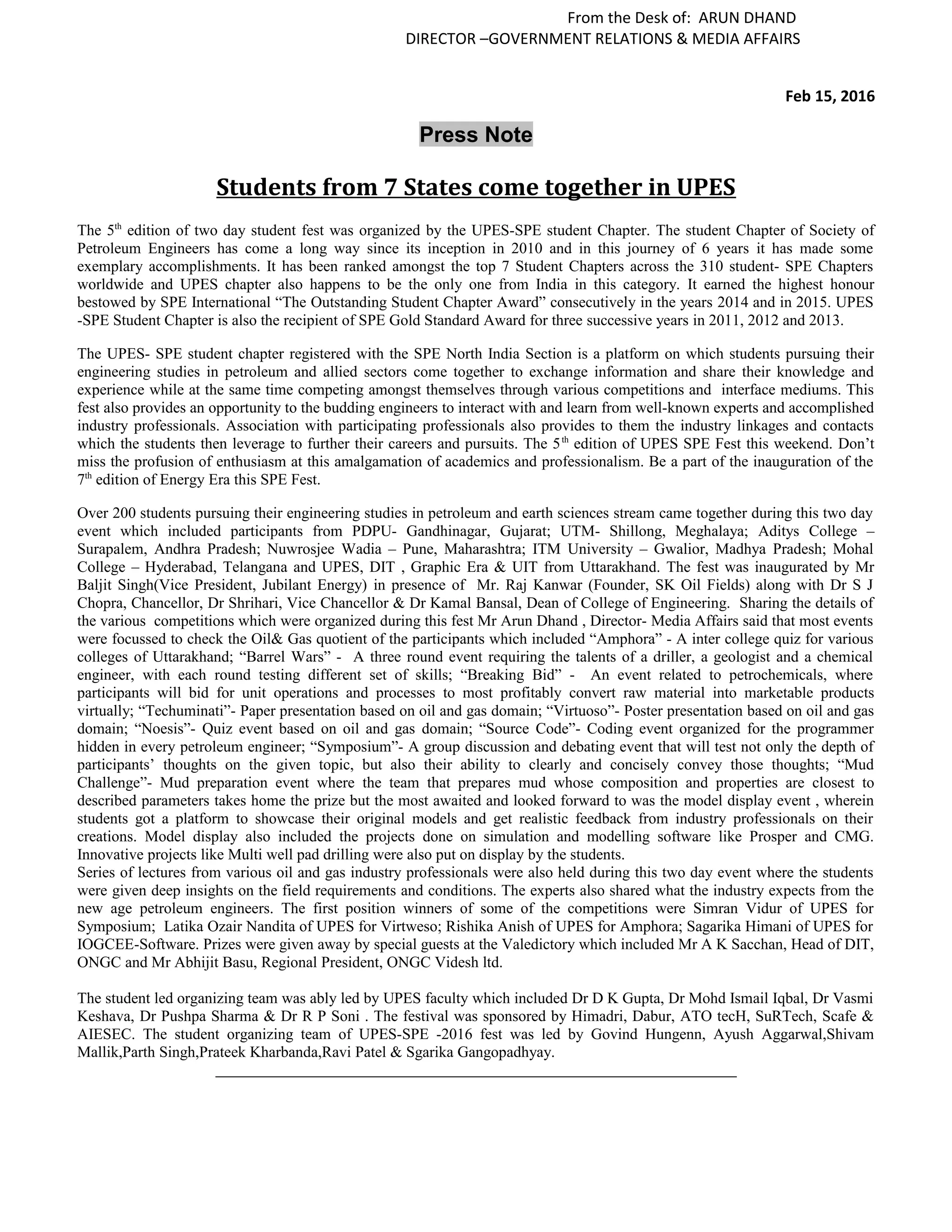 UPES-SPE Student Chapter | DOC