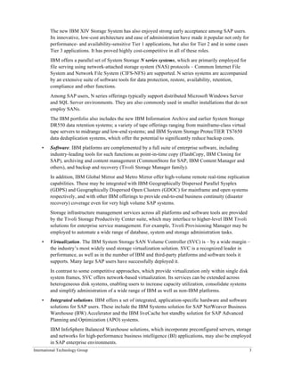 VALUE PROPOSITION FOR IBM SYSTEM STORAGE: COST/BENEFIT CASE FOR SAP DEPLOYMENT IN ENTERPRISE ...