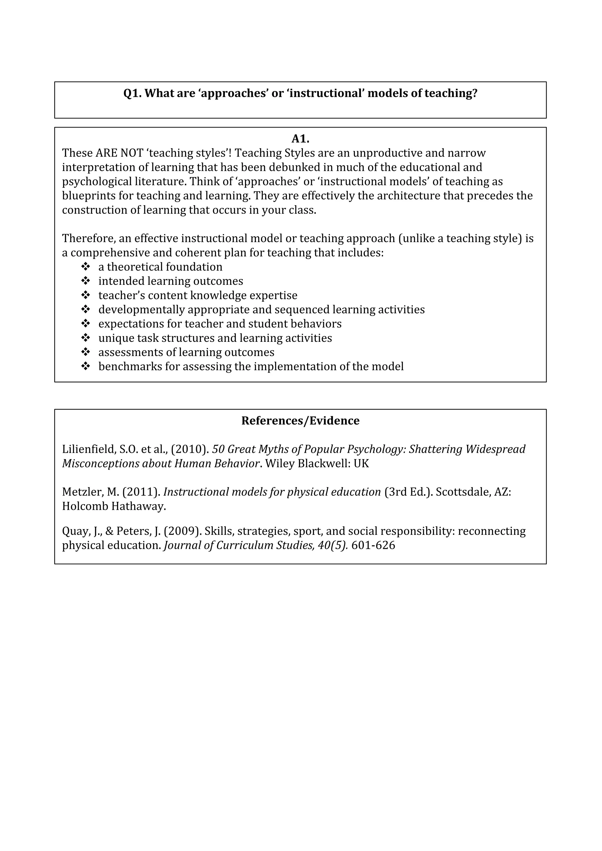 Spe 111 teaching approaches | PDF