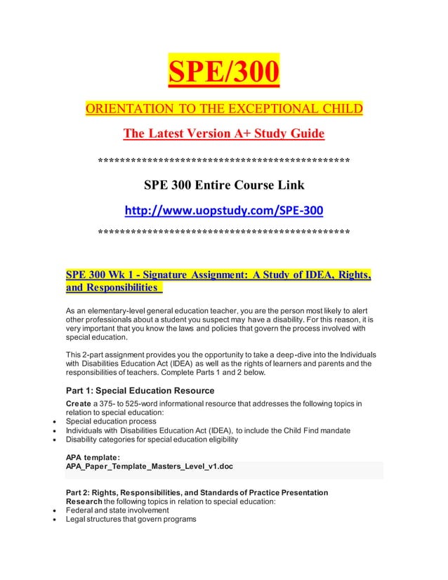 Spe 300 spe300 spe 300 education for service uopstudy.com