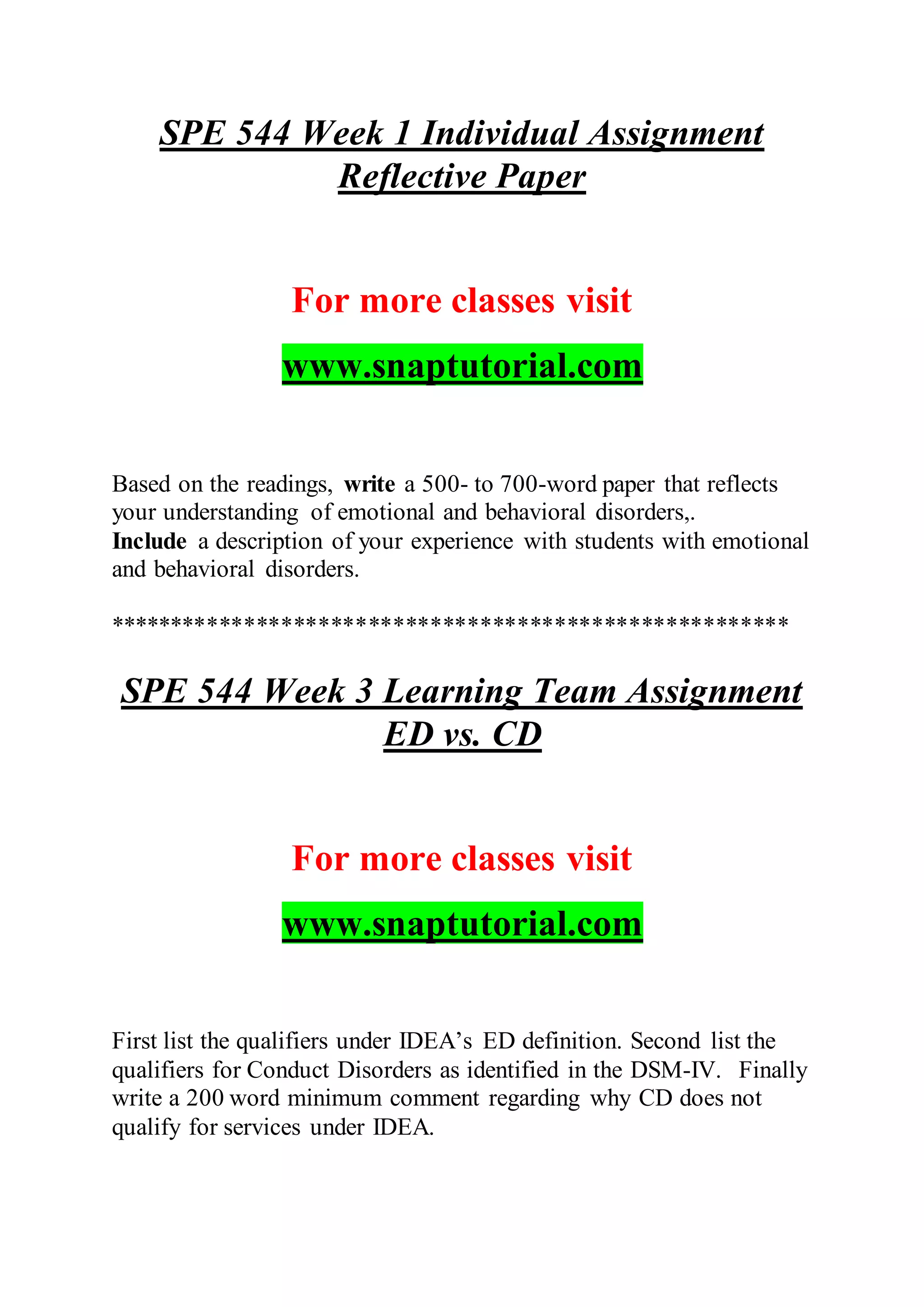 Spe 544 Education Specialist-snaptutorial.com